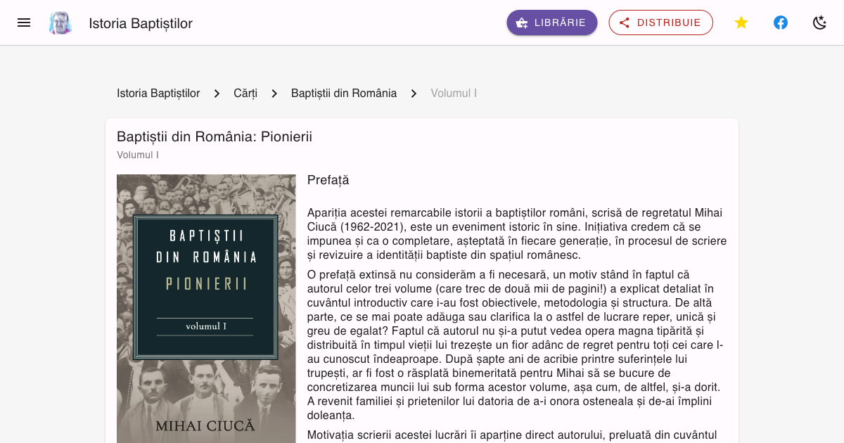 Baptiștii din România: Pionierii - Volumul I | Istoria Baptiștilor