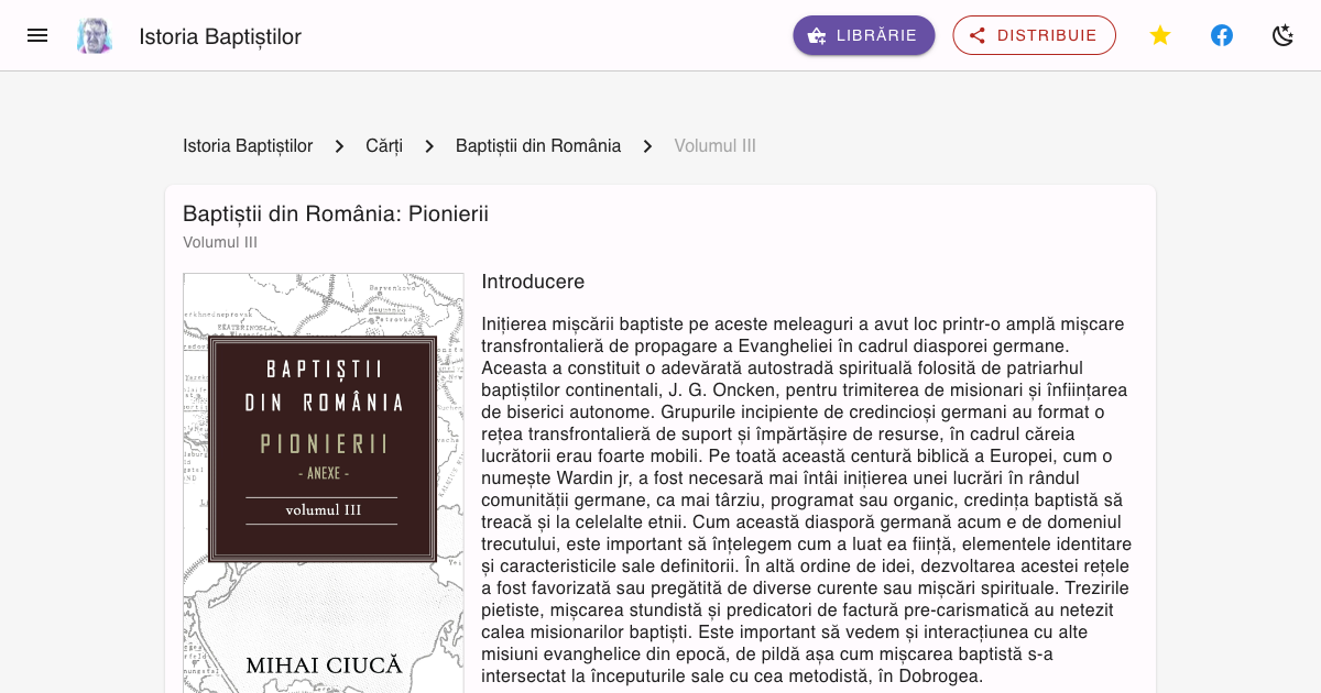 Baptiștii din România: Pionierii - Volumul III | Istoria Baptiștilor